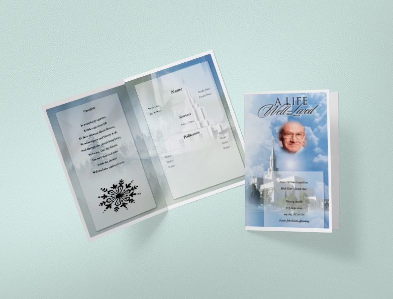 Cloud Cover Funeral Program Word Template | QuickFuneral LLC